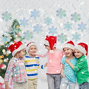 ORG 30Pcs Winter Snowflake Hanging Swirls Decorations, Frozen Hanging Ceiling Streamers Silver Snowflakes Ornaments ornaments set for Winter Wonderland Christmas Baby Shower frozen themed Birthday Party Decoration