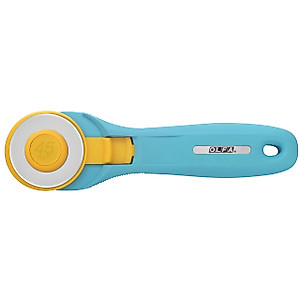 OLFA 45mm Quick-Change Rotary Cutter (RTY-2/C) - Rotary Fabric Cutter w/ Blade Cover for Crafts, Sewing, Quilting, Replacement Blade: OLFA RB45-1 (Aqua)