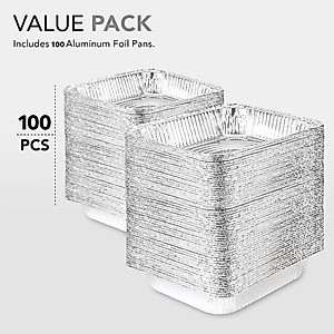 Aluminum Pans 9x13 Disposable Foil Baking Pans (100 Pack) - Half Size Steam Table Deep Pans - Tin Foil Pans Great for Cooking, Heating, Storing, Prepping Food