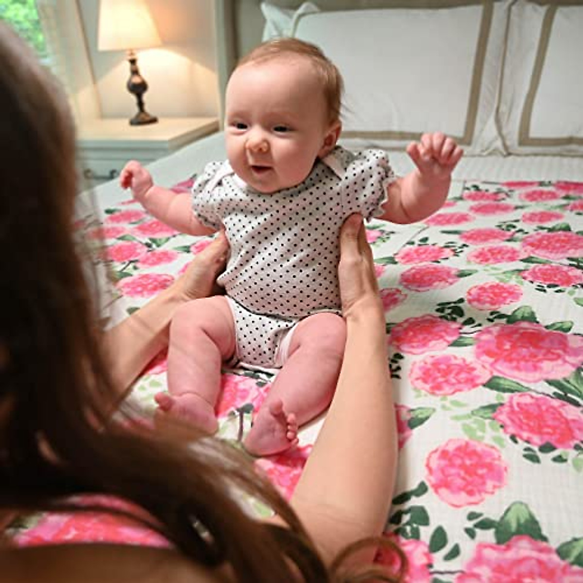 LollyBanks Swaddle Blanket | 100% Muslin Cotton | Newborn and Baby Nursery Essentials for Girls, Registry | Flamingo and Flower 3 Pack