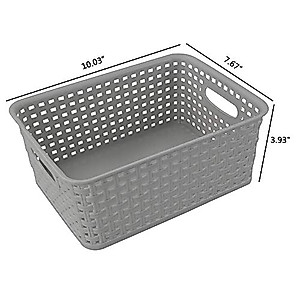 Kiddream Plastic Weave Storage Basket, 6-pack Grey Organizing Bin
