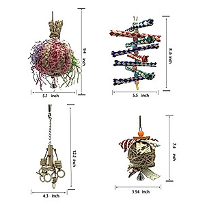 KIEYYRYT Bird Toys with Cage Shredded Paper Toys, Colorful Parrot Foraging Toys with Hanging Chewing Toys for Small Medium Parrot, Parakeet, Finch, Budgerigar, Conure, Cockatiel and Lovebirds