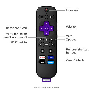 Roku Streambar Pro | 4K/HD/HDR Streaming Media Player & Cinematic Sound, All In One, includes Roku Voice Remote with Headphone Jack for Private Listening, Personal Shortcut Buttons, and TV Controls