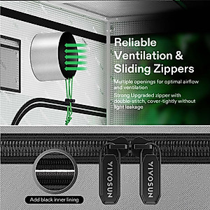 VIVOSUN G848 96"x48"x80" Grow Tent, 8x4 FT Advanced Gray Mylar Hydroponic Tent with 22mm Poles, Observation Window and Floor Tray for Plants for VS4000/VSF4300