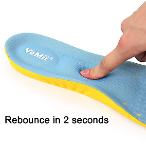 Shoe Insoles for Kids and Women, Memory Foam Insoles, Comfortable Sports Shoe Inserts for Shock Absorption and Relieve Foot Pain, Plantar Fasciitis Arch Support Insoles, S(Women 5-6/ Kids 2-5) Blue