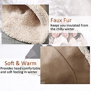 Peicees Winter Fluffy Bucket Hat for Women Girls Fuzzy Warm Bucket Hat with Faux Fur for Kids Reversible Fisherman Cap Black