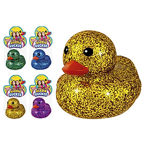 JA-RU Giant Glitter Rubber Ducks (4 Rubber Duckies Assorted) Baby Bath Toys & Pool Beach Essentials. Stress Relief Sensory Play Fidget Toy. Bulk Pinata Filler Stocking Stuffer. 4343-4s