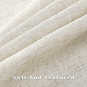 Awellife Linen Shower Curtain Boho Farmhouse Shower Curtains for Bathroom Natural Cloth Cotton Fabric Liner Cream Ivory 72 x 72 Inch