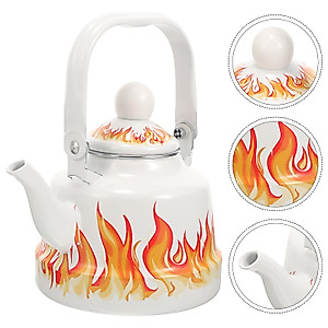 Kichvoe Ceramic Enamel Teapot Tea Kettle for Stovetop 1.1L Porcelain Enameled Teakettle Vintage Tea Pot with Ceramic Cool Handle Teapot for Hot Water No Whistling