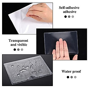 36 Pack Adhesive 3" x 5" Index Card Pockets with Top Open for Loading, Clear Plastic Labels Holders for Organizing, Storage Bins, Library Card, Totes, Shelves