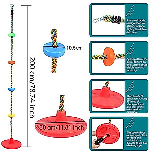 Puteraya 2 Pack Heavy Duty Tree Swing with Disc Swing Seat Playground Swing Set Climbing Rope with Platforms for Kids Outdoors Obstacle Course Jungle Gym Backyard Playground Accessories