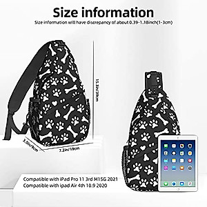 NiuKom Paw Bone Black Crossbody Bags for Women Trendy Sling Backpack Men Chest Bag Gym Cycling Travel Hiking Daypacks