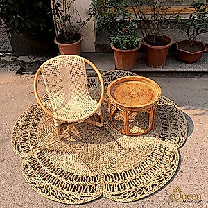 Round Rug 4ft, Seagrass Rug for Area Rugs, Rattan Decor, Boho Carpets and Rugs Living Room and Dining Room Rugs for Under Table, Farmhouse Area Rug, Jute Rug Round, Circle Rug for Wall Decor 4ft