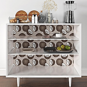 ReWallpaper Light Tan Peel and Stick Wallpaper Removable Brown Vinyl Wallpaper Stick and Peel Waterproof Contact Paper for Cabinets Bathroom Bedroom Tropical Coconut Fruit Wall Paper Roll 17.5in×10ft