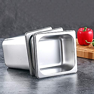 Steam Pan,Steamer Table Chafer Pan,2.2L Square Food Bowl Buffet Basin Plate Stainless Steel Food Container for Buffet, Catering,15cm Height