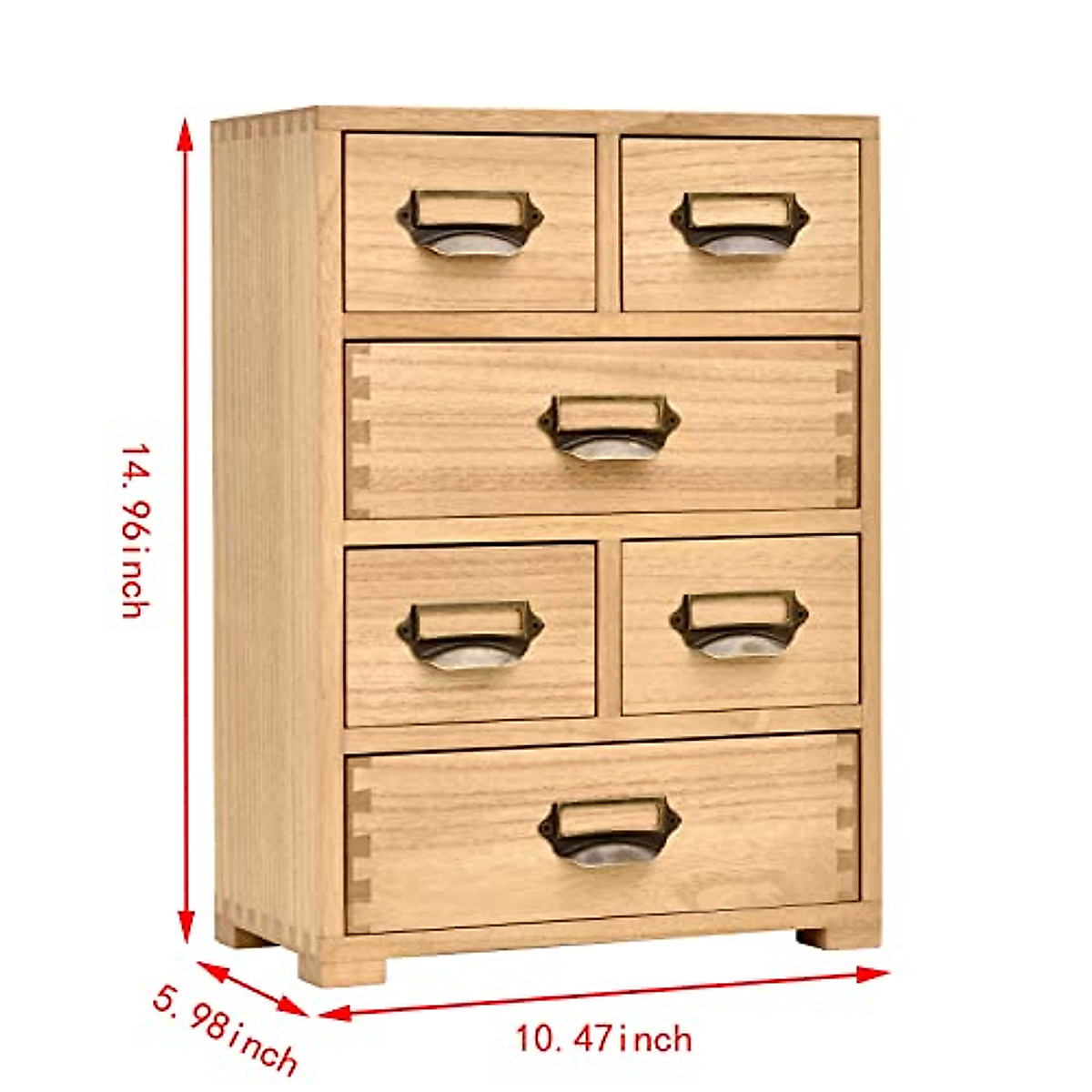 KIRIGEN Wooden Storage Cabinet Organizer Desktop Storage Drawers for Home Office Supplies Natural(4D6CG-NA)