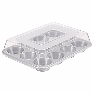 AmazonCommercial Aluminum Muffin Pan, 12 Cup with Lid