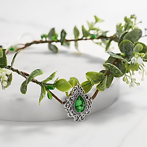 SWEETV Fairy Leaf Crowns for Women Elven Princess Tiara Flower Elf Headpiece for Cosplay Halloween Costume Photoshoot Wedding