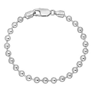 5mm Solid .925 Sterling Silver Military Ball Chain Bracelet, 8 inches