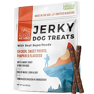 Wild Nature Chicken Jerky for Dogs Sticks | Made in The USA Only | Healthy, All-Natural Chicken Jerky Dog Treats | High Protein, Soft Dog Jerky Treats | Grain Free Superfoods | Perfect Training Treats