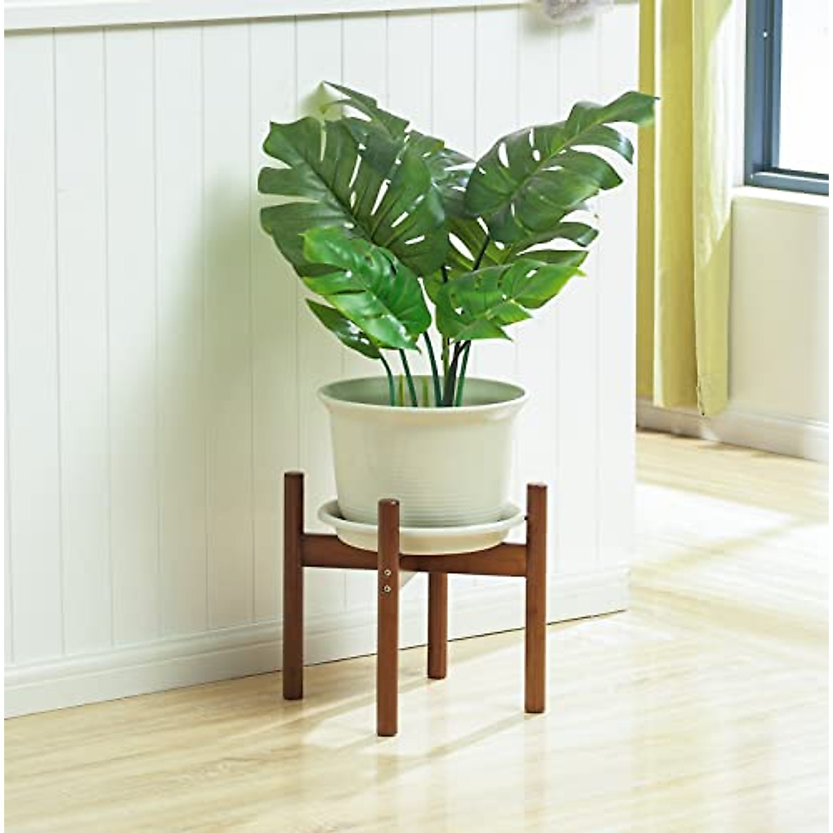 MoNiBloom 15 Inches Plant Stand, Bamboo Flower Pot Rack Shelf Holder for Indoor Outdoor Patio Garden Balcony Yard Living Room, Pot Not Included, Brown