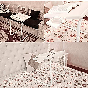 Table Mate II TV Tray Table - Folding TV Dinner Table, Couch Table Trays for Eating Snack Food, Stowaway Laptop Stand, Portable Bed Dinner Tray - Adjustable TV Table with 3 Angles, Cup Holder, White