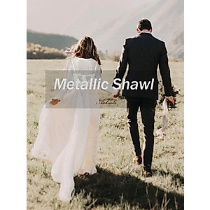 Aukmla Shawls and Wraps for Evening Dresses Party Scarf with Crystal Buckle Weddings Accessories for Bride and Bridesmaids (Gold)