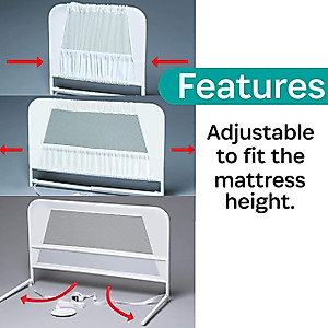 KidCo Children's Toddler Mesh 39 Inches Long Bed Rail Guard for Twin, Double, Full Size Queen, and King Mattress, White (Single)