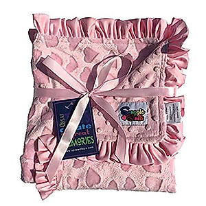 Snuggle Stuffs Baby Girls Reversible Minky Velboa Stroller Blanket (Pink Heart)