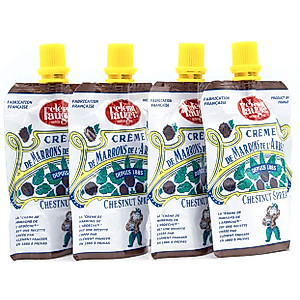 Clement Faugier Chestnut Spread From France 3oz (Pack of 4) Chestnut Jam Pouch | Creme De Marron Chestnut Puree | Chestnut Paste French | Gourmet Chestnut Cream, Kosher | Produced For Gourmanity