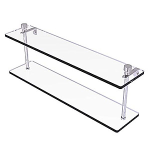 Allied Brass FT-2/22 Foxtrot Collection 22 Inch Two Tiered Glass Shelf, Polished Chrome