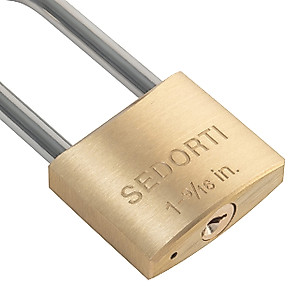 SEDORTI Outdoor Weatherproof Padlock with Stainless Steel Shackle and Solid Brass Body, Marine Grade Rustproof Long Lock for Sheds, Storage Unit School Gym Locker, Fence, Toolbox, Hasp Storage