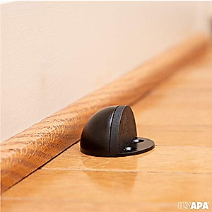 Ilyapa Contemporary Half Dome Heavy Duty Floor Mounted Door Stop with Rubber Bumper, Half Dome Door Stop - Matte Black 5 Pack Floor Mounted Door Stops, Half Dome Floor Stopper