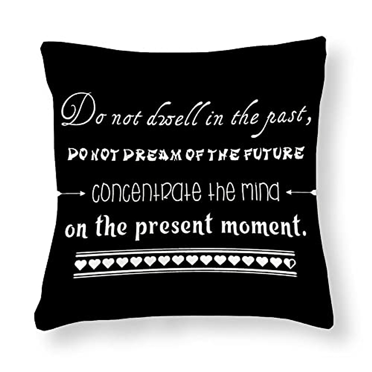 Inspirational Do Not Dwell in The Past Do Not Dream of The Future Concentrate The Mind On The Present Moment Throw Pillows for Couch Black Rustic Cozy Square Pillow for Couch Sofa Bedroom Car Living