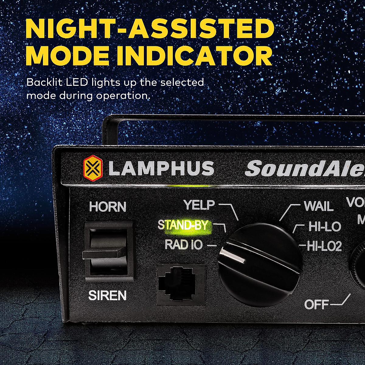 SoundAlert 100W Emergency Police Siren Amplifier [2 x 20A Switch Control] [Hands-Free Air Horn] [PTT Mic] [Radio Rebroadcast] Warning PA System for Emergency Vehicles Trucks Cars Warning Lights