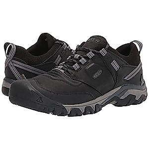 KEEN Men's Ridge Flex Low Height Waterproof Hiking Boots, Black/Magnet, 10.5
