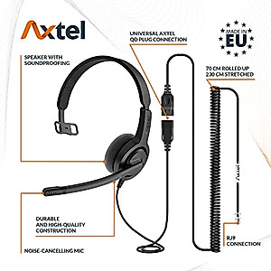 Axtel Bundle Voice 28 Mono NC with AXC-01 Cable | Noise Cancellation - Compatible with Avaya 2400/4600 Series, Mitel 6800 Series, NEC DTL/ITL Series, Nortel, Polycom VVX Series