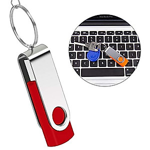 32GB USB Flash Drive, SRVR 5 Pack USB 2.0 Flash Drive Metal Swivel USB Memory Stick with LED Indicator, Fold Storage Thumb Drives Jump Drive with Lanyards (5 Mixed Color)