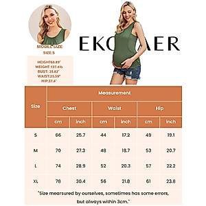 Ekouaer Nursing Maternity Top Pregnant Breastfeeding Shirt Women's Cotton Round Neck Ruched Waist Double Layered Summer Tank Black M