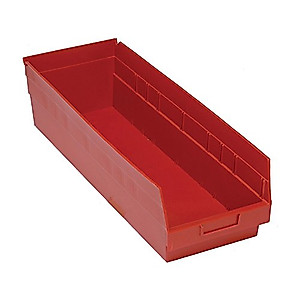 Quantum Store More 6" Shelf Bin - 23 5/8" x 8 3/8" x 6" Red - 6 Pack