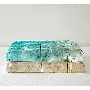 Feelyou Ocean Sherpa Blanket Coastal Beach Fleece Throw Blanket Starfish Shell Pattern Plush Blankets and Throws Summer Fuzzy Blanket for Bed Sofa Couch 90" x 90"