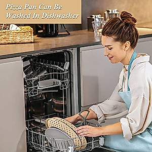 COOKWIN 2 Pack Pizza Pan,Pizza Pan for Oven,12.6 Inch Pizza Baking Pan,Non-Stick Golden Carbon Steel pizza pan with holes,Organosilicon Coated Crisper Pan,Dishwasher Safe