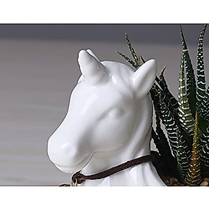 YONGYAN Horse Shape Flower Pot Statue Decoration Ceramics Garden Planters Containers Pot Bookshelf Office Desktop Decor