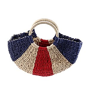 VALICLUD Handmade Travel Women's Tote Moon-shaped Summer Handbag Ladies Fashion Woven Bag Bags Beach Straw Shopping