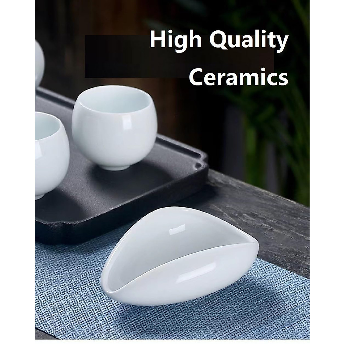 Coffee Spoon Rest, Small Ceramic Coffee Spoon Holder for Coffee Bar, White Coffee Spoon Rests for Coffee Station, Mini Teaspoon Rest for Coffee, Cute Tea Bag Rest for Coffee Bar Station Accessories