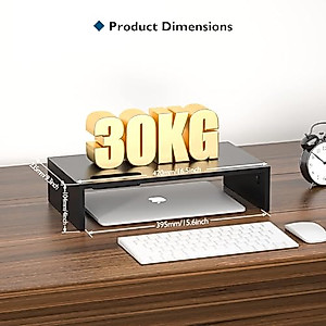 1home Monitor Stand Riser, 16.7 Inch Wood Monitor Riser Stand with Storage Organizer, Desktop Ergonomic Monitor Stand Riser with Cellphone Holder and Cable Management, Black