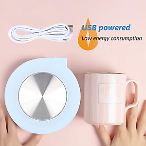 Coffee Mug Warmer, 10 W Compact Portable Candle Warmer Plate USB Charge with Non-Slip Sponge Pad Easy-to-Use Durable Mug Warmer for Tea, Water, Cocoa, Soup, Tea, Milk(blue)
