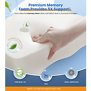 Ultra Pain Relief Cooling Pillow for Neck Support, Adjustable Cervical Pillow Cozy Sleeping, Odorless Ergonomic Contour Memory Foam Pillows, Orthopedic Bed Pillow for Side Back Stomach Sleeper