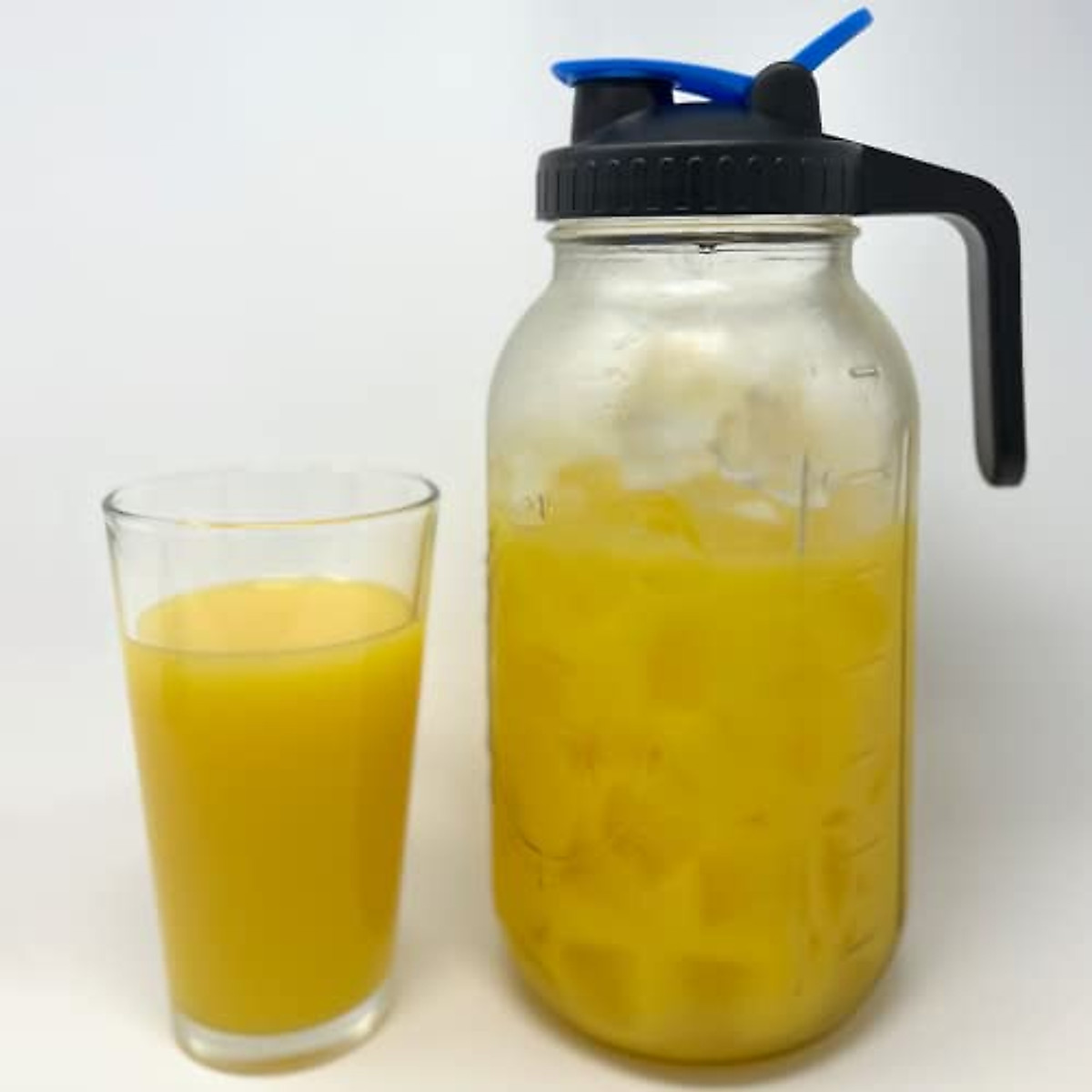 Mason Jar 64 oz Pitcher Half Gallon Pitcher with Wide Mouth Aesthetic Glass Pitcher With Lid and band Cold Brew Pitcher For Tea, Juices, Coffee, Lemonade – Pack Of 2