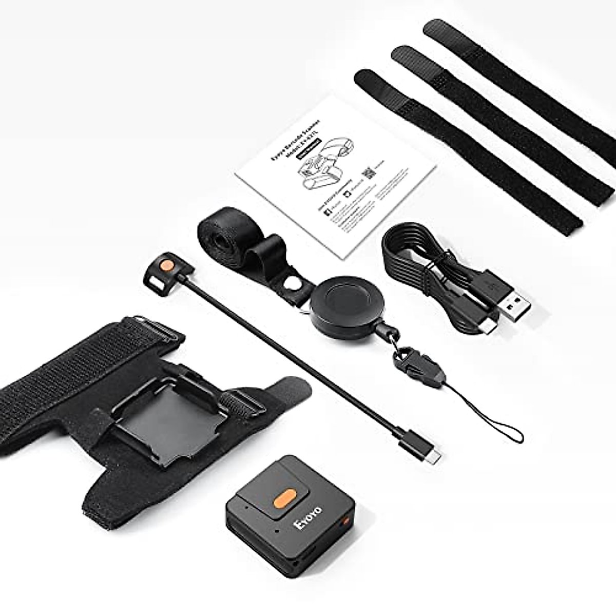 Eyoyo Wearable Glove 1D Bluetooth Barcode Scanner, Left&Right Hand Wearable,1D Finger Trigger Wireless Bar Code Reader Inventory with Retractable Lanyard Compatible with iPhone iPad Android Tablet
